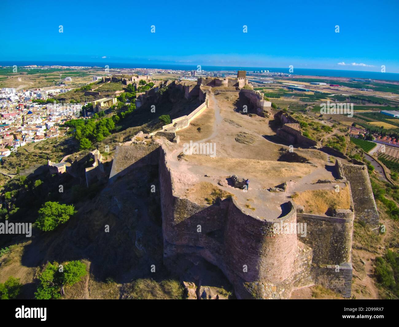 Aerial view of the medieval Sagunto Castle in Valencia, Spain Stock ...