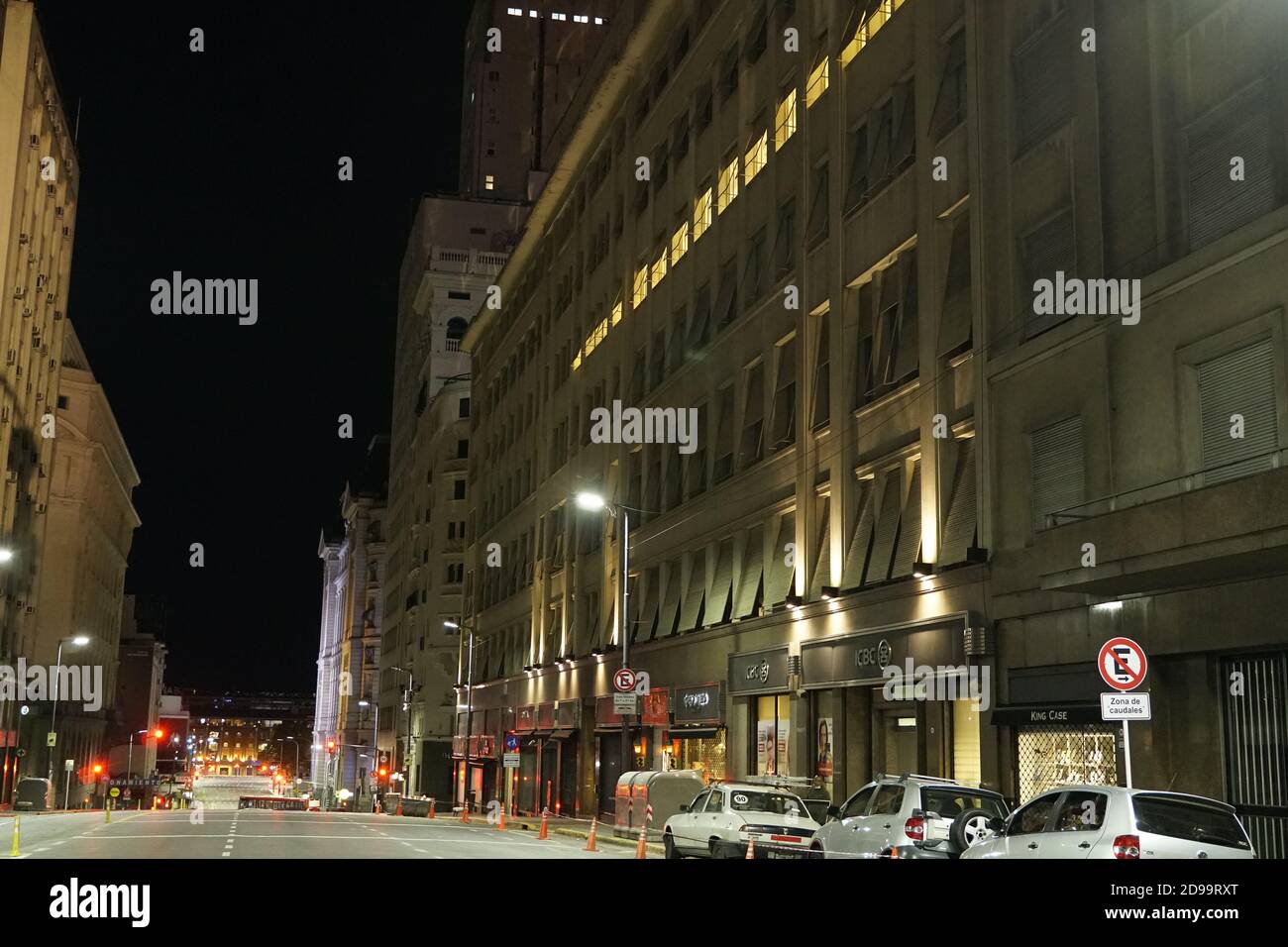 out of business city downtown night lockdown on pandemic , all shops ...