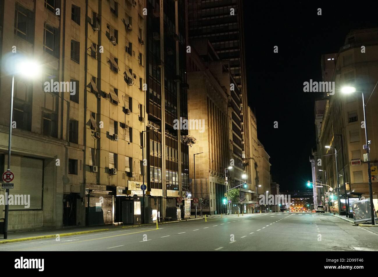out of business city downtown night lockdown on pandemic , all shops ...