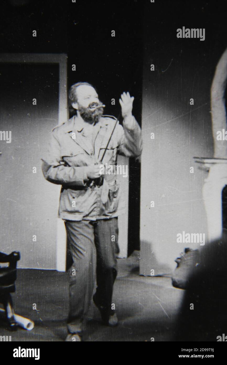 Fine 1970s vintage black and white photography of a play being acted on ...