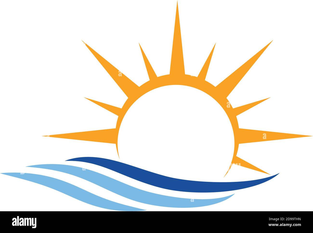 Blue wave and sun icon background Stock Vector Images - Alamy