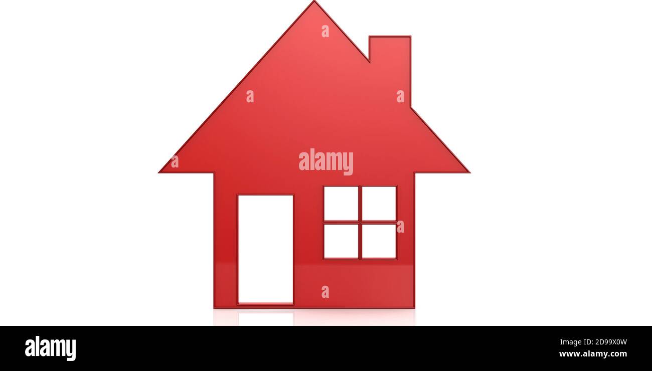 Red house symbol isolated on white background, 3D rendering Stock Photo ...