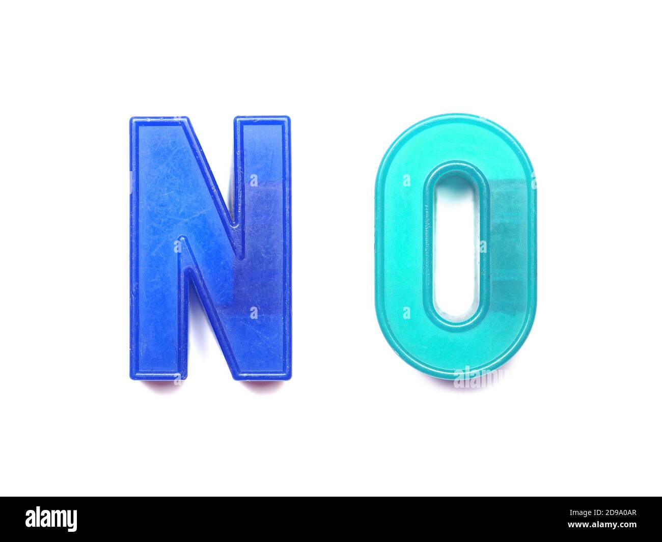 NO written with magnetic plastic toy letters Stock Photo - Alamy