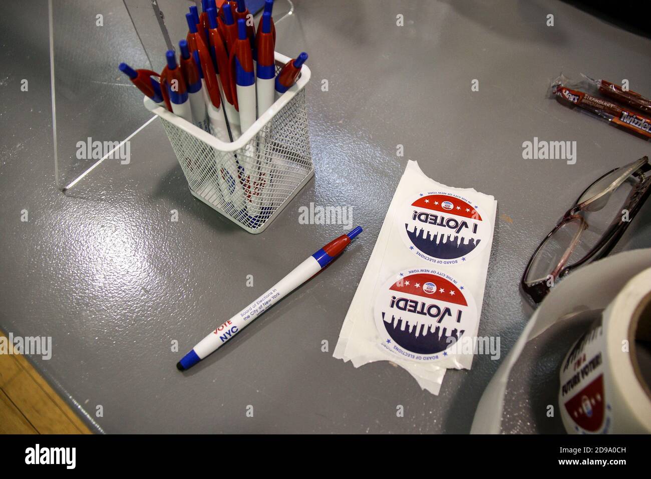 Each voter gets their own pen and a "I Voted" sticker at a Brighton ...