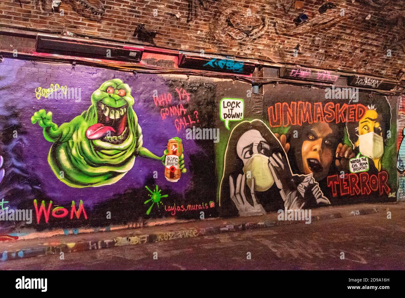 Graffiti seen at the Halloween Paint Jam at the famous Leake Street ...