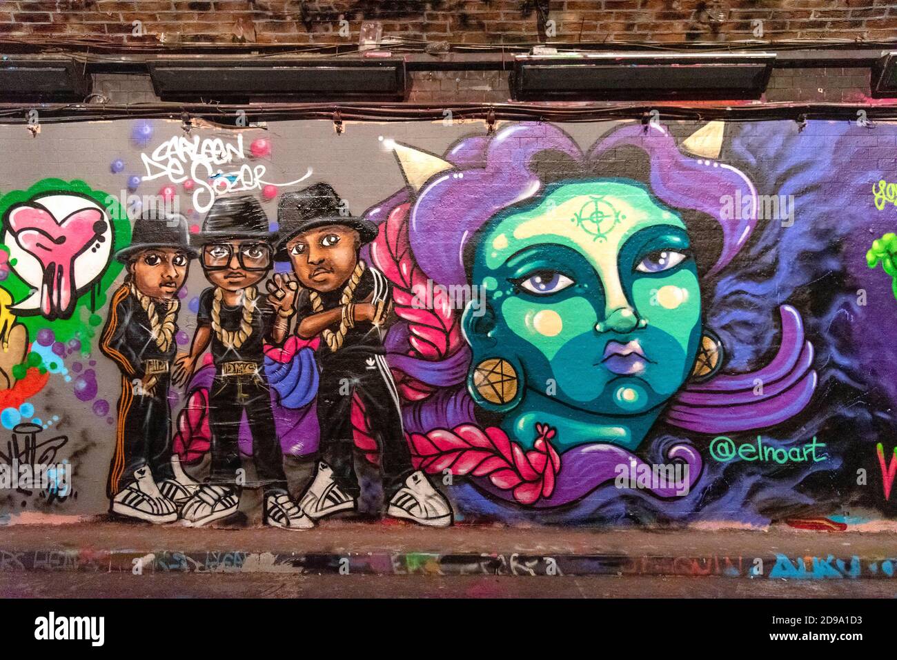 London, UK. 3rd Nov, 2020. Graffiti of Run DMC seen at the famous Leake ...