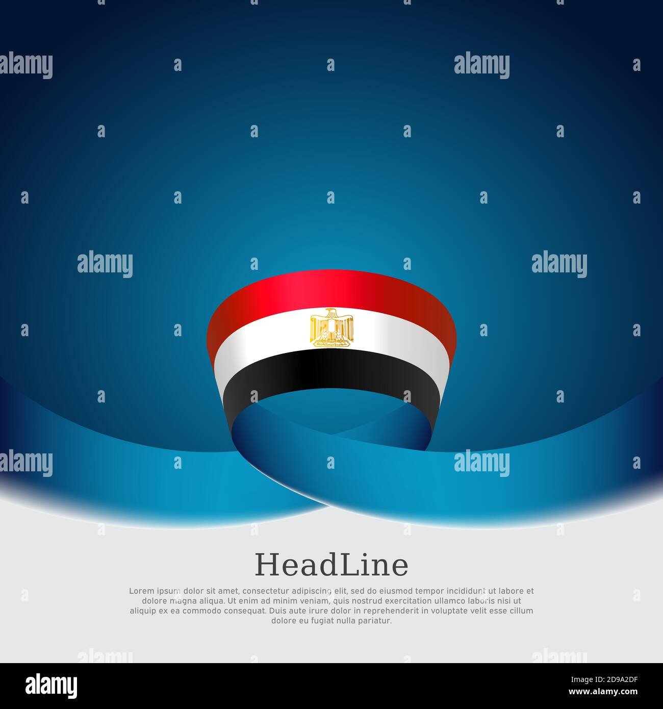 Egypt flag background. Egypt flag of wavy ribbon colors on blue white ...