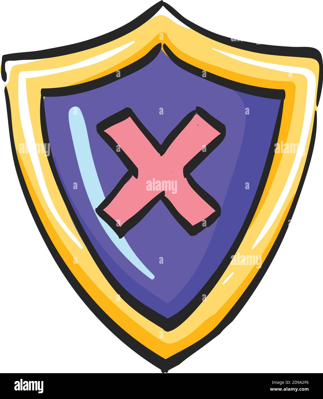 Shield icon in color drawing. Protection, computer virus, antivirus ...
