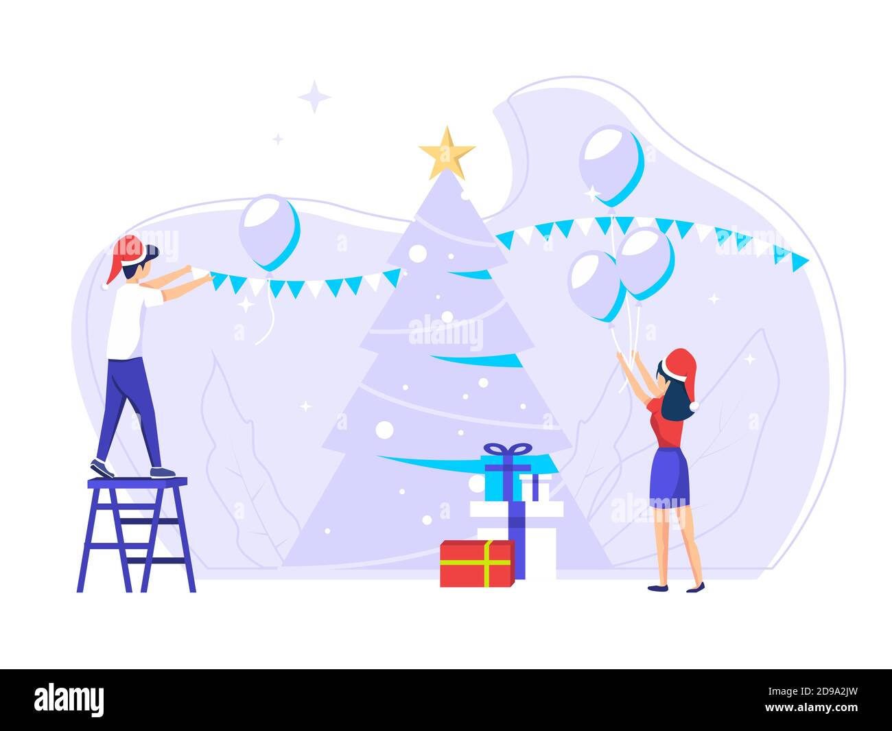 Concept of celebrating Christmas days during work holidays. The work ...