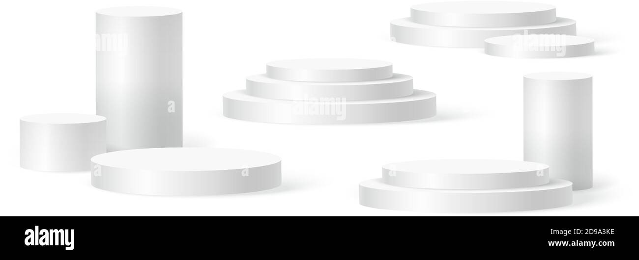 Cylinder podium scene, winner pedestal. White cylinder template for ...