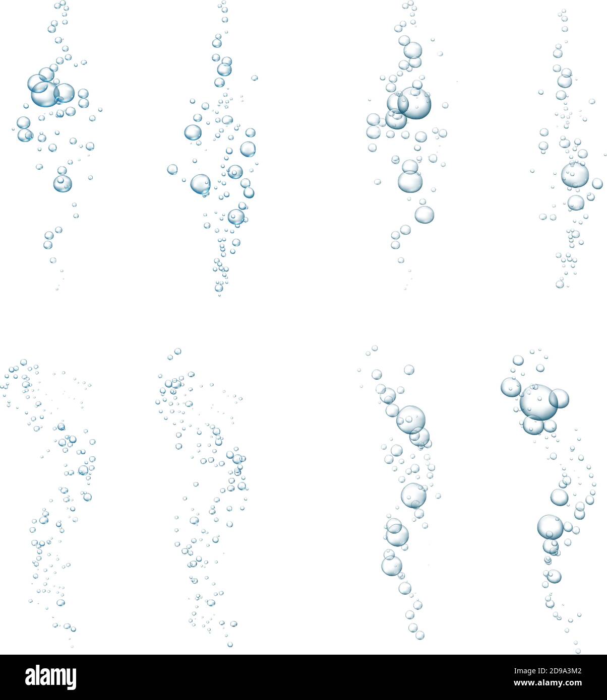 Blue fizzy bubbles. Sparkles underwater stream in water, sea, aquarium ...