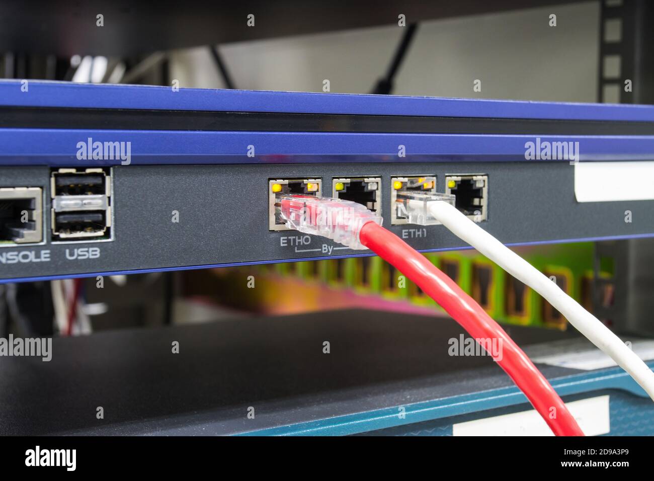 The network cables to connect Lan port, concept Communication ...