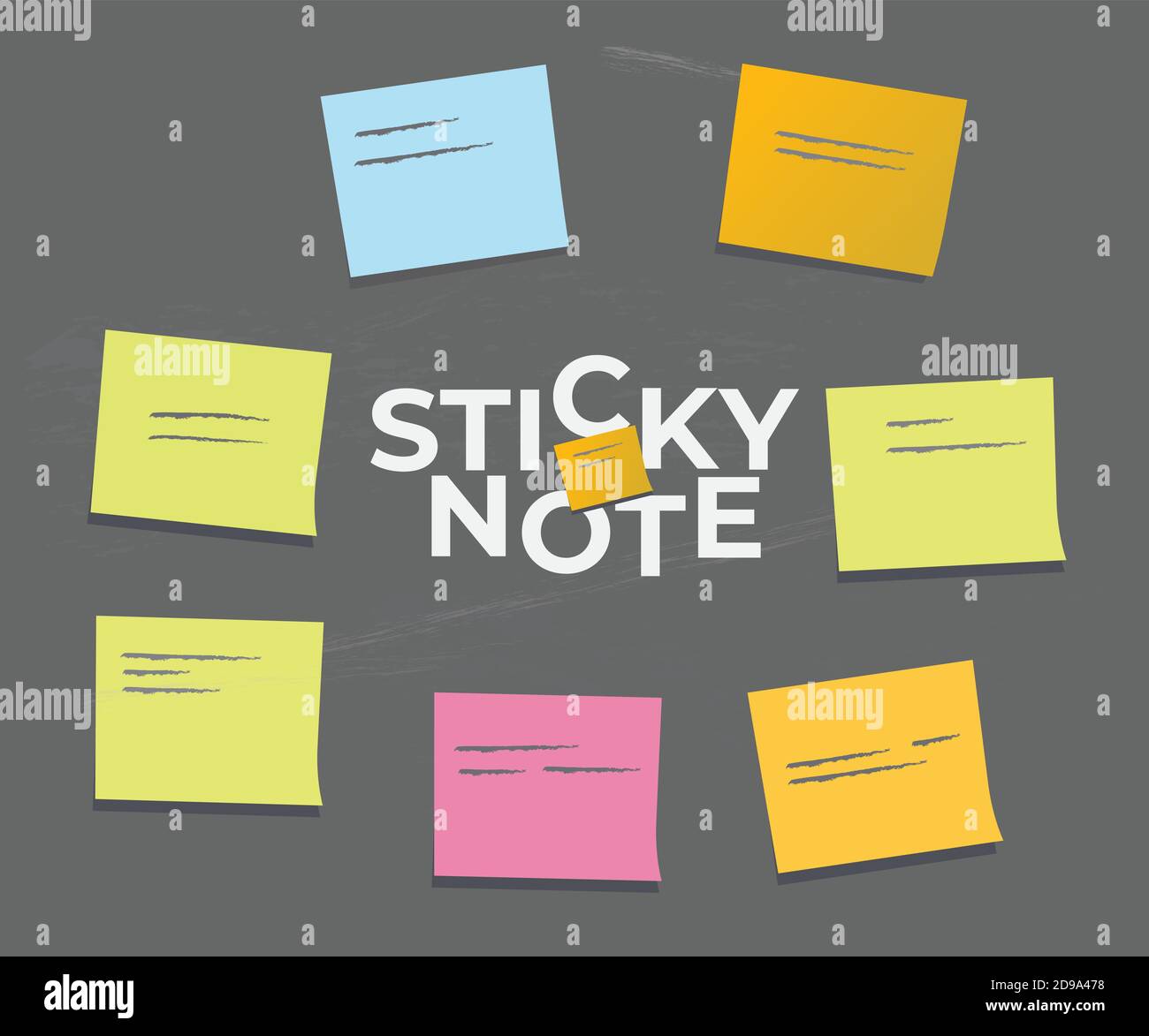 Sticky notes office wall Stock Vector Images - Alamy