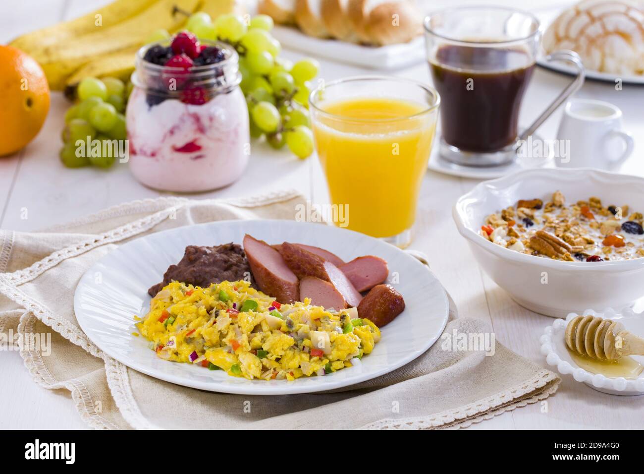 Shot of a typical American breakfast Stock Photo - Alamy