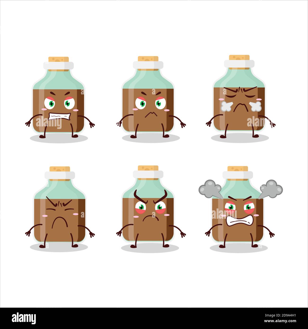 Chocolate baby milk bottle cartoon character with various angry ...