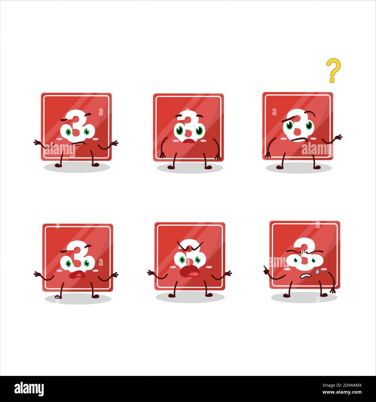 Cartoon character of toys block three with what expression Stock Vector ...
