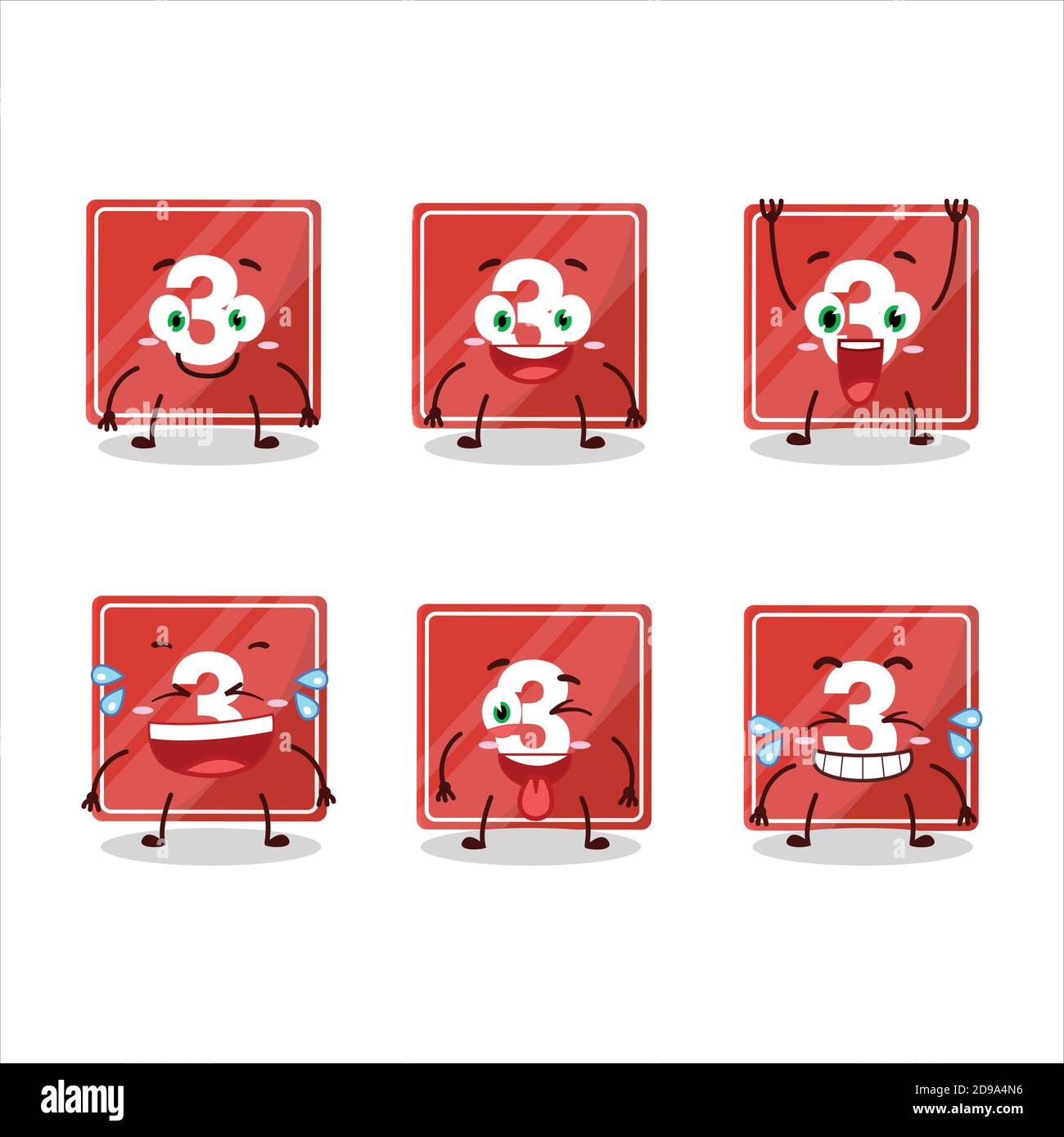 Cartoon character of toys block three with smile expression Stock ...