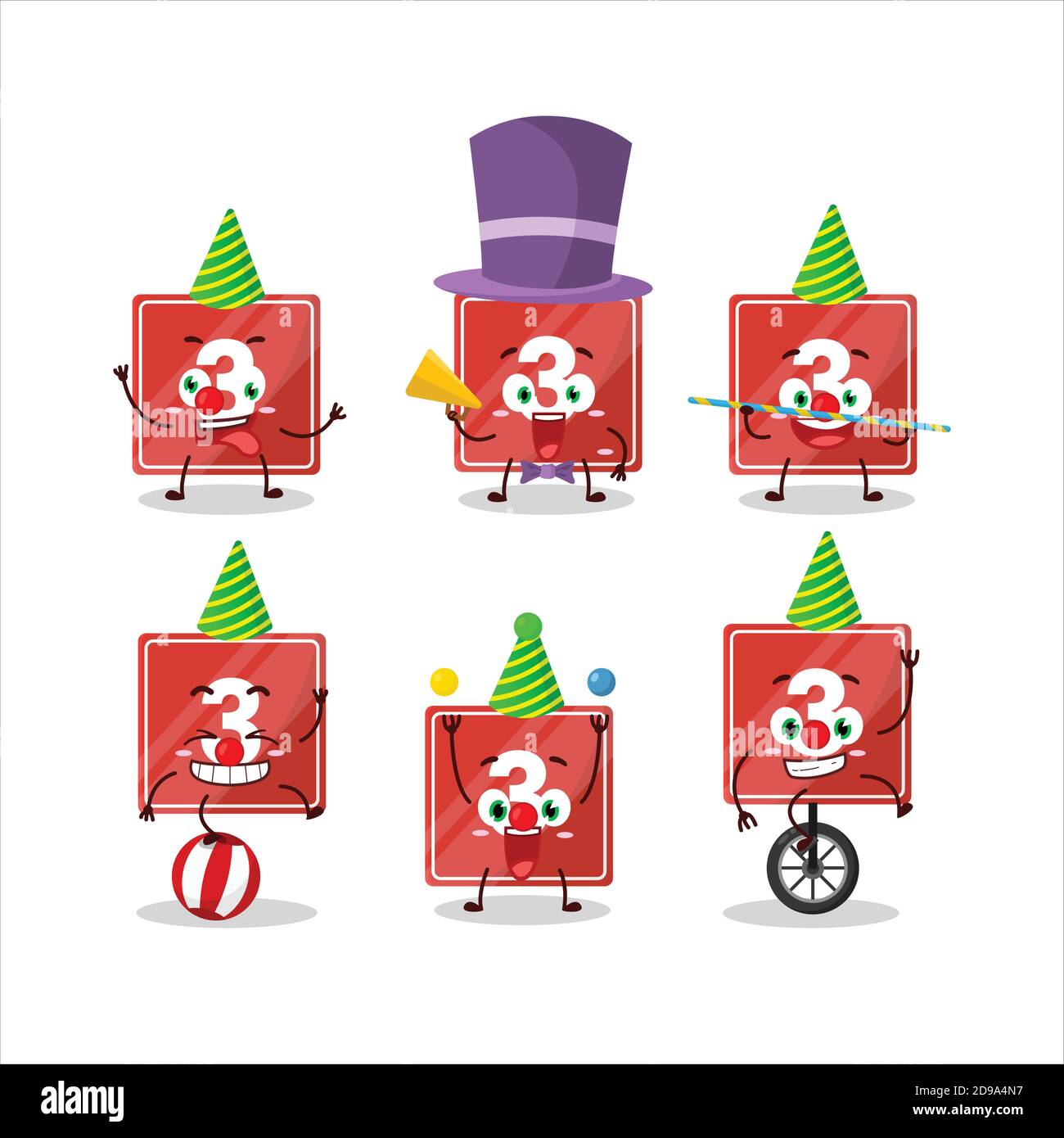 Cartoon character of toys block three with various circus shows Stock ...