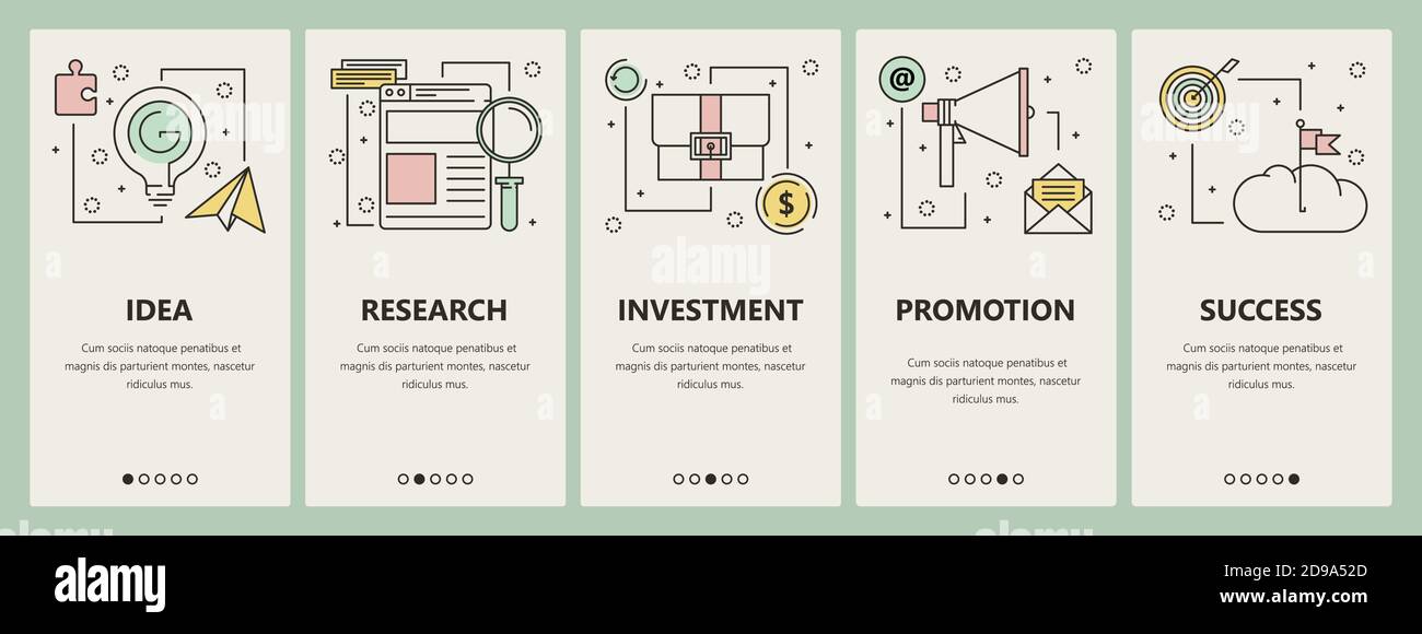 Vector modern thin line flat design startup concept vertical banners ...