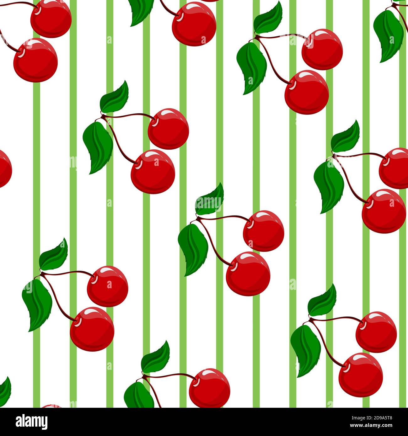 Childrens pattern. Seamless pattern with cheerful cherries and green ...