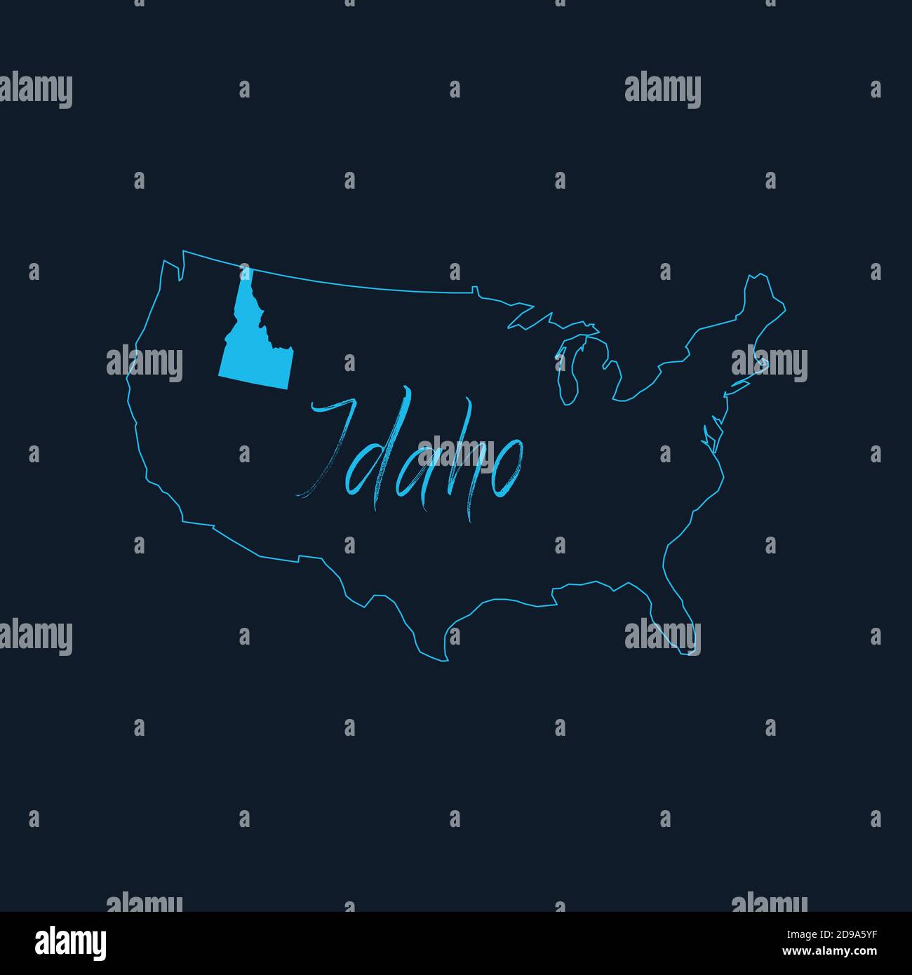 Idaho state highlighted on United States of America map , USA ...