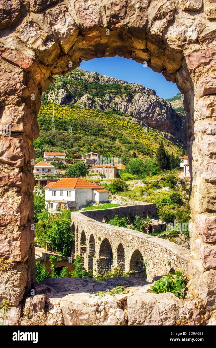 The architecture of the medieval Old Town Bar, Montenegro Stock Photo ...