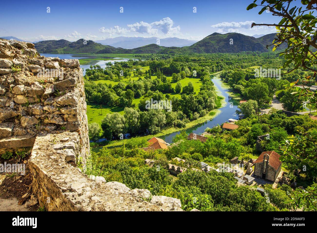 The nature surrounding the medieval fortified town Zabljak Crnojevica in Montenegro Stock Photo ...
