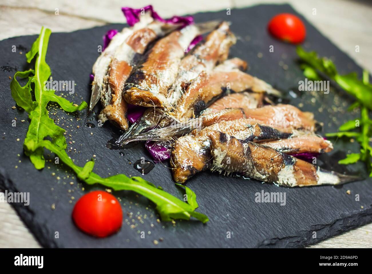 Marinated sardines appetizer, selective focus Stock Photo - Alamy