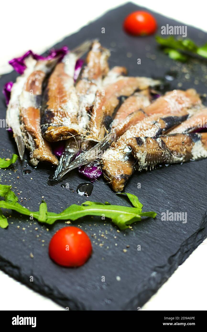 Marinated sardines appetizer, selective focus Stock Photo - Alamy