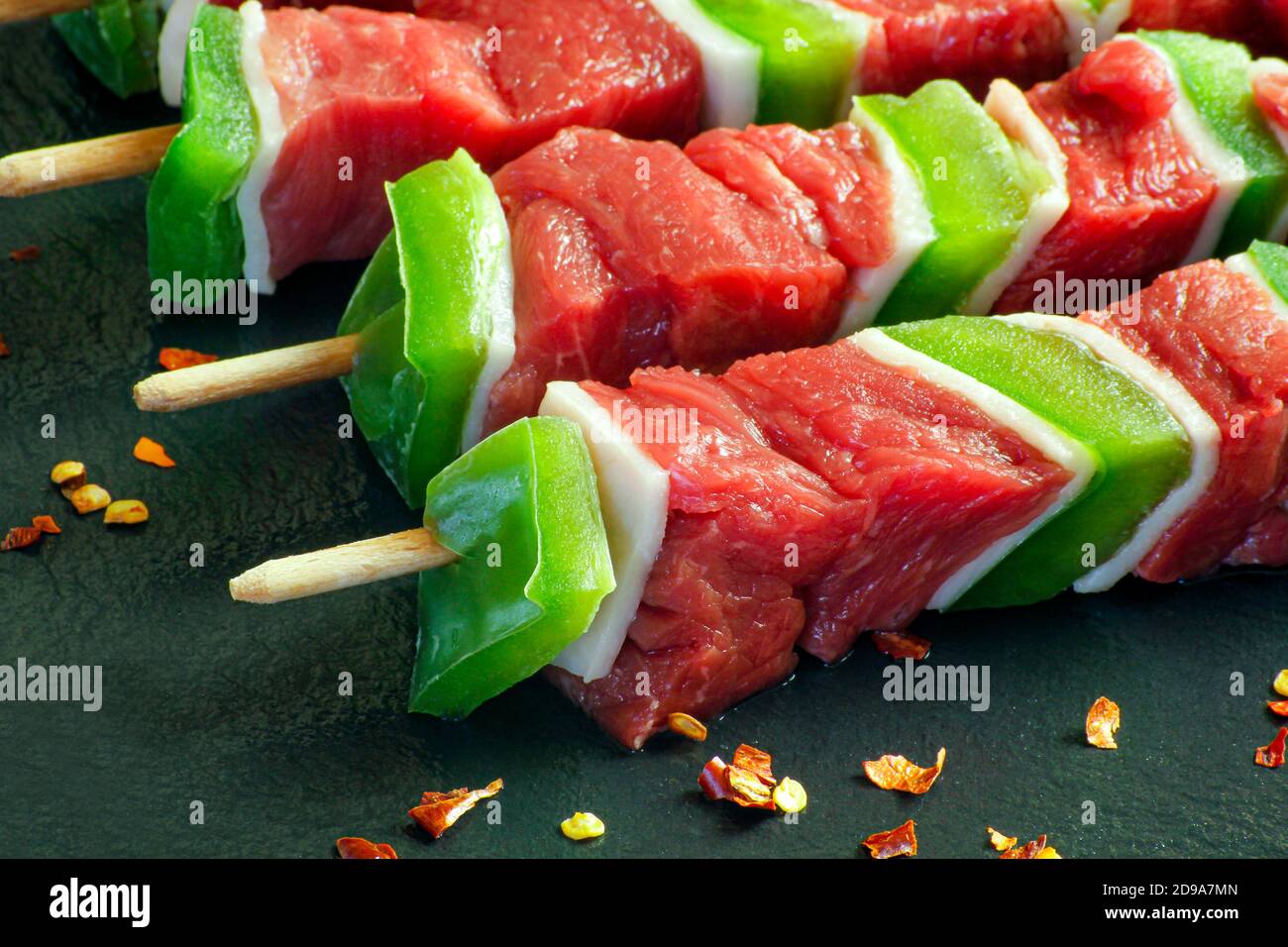 raw beef skewers Stock Photo - Alamy