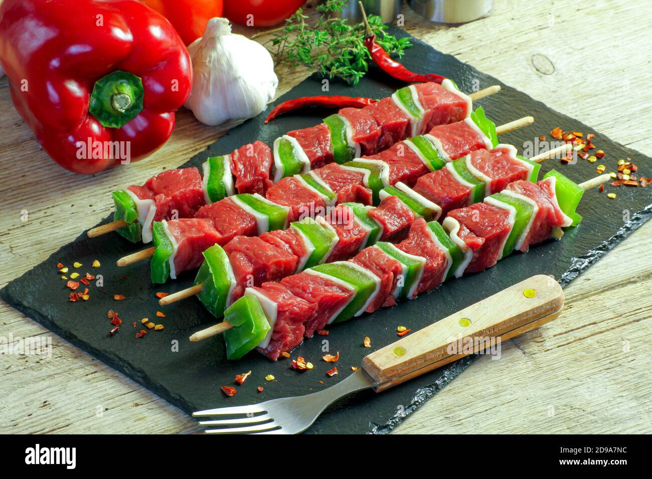 raw beef skewers Stock Photo - Alamy