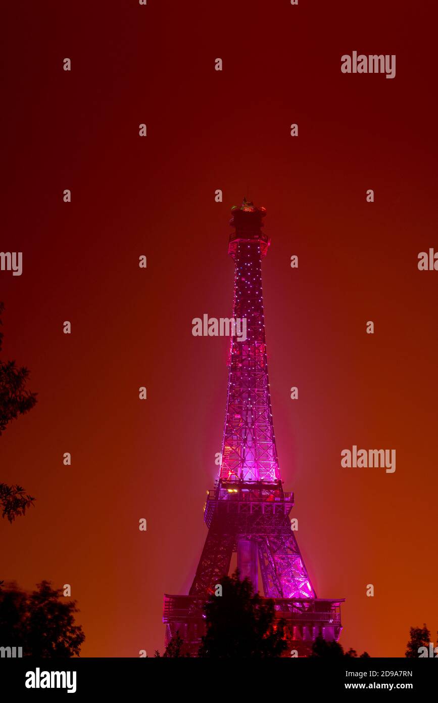 fireworks during new year night at Eiffel tower Lahore Pakistan Stock ...