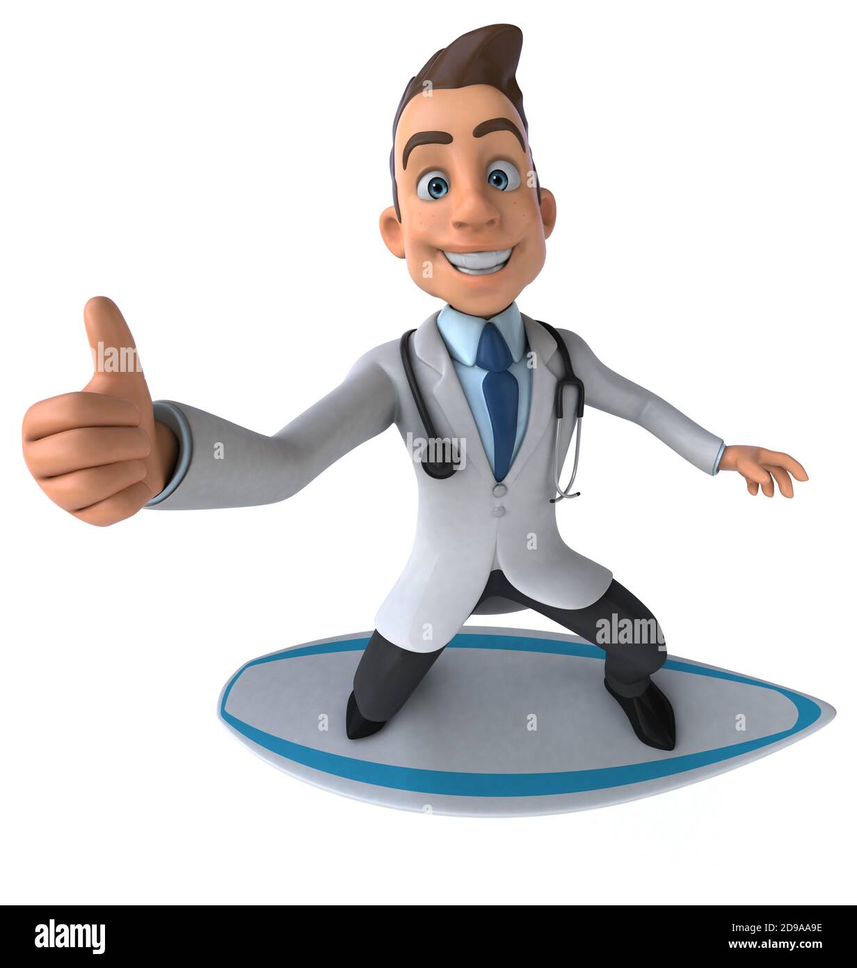 Fun 3D cartoon doctor surfing Stock Photo - Alamy