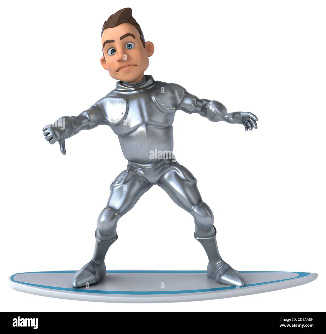 Fun 3D cartoon knight surfing Stock Photo - Alamy