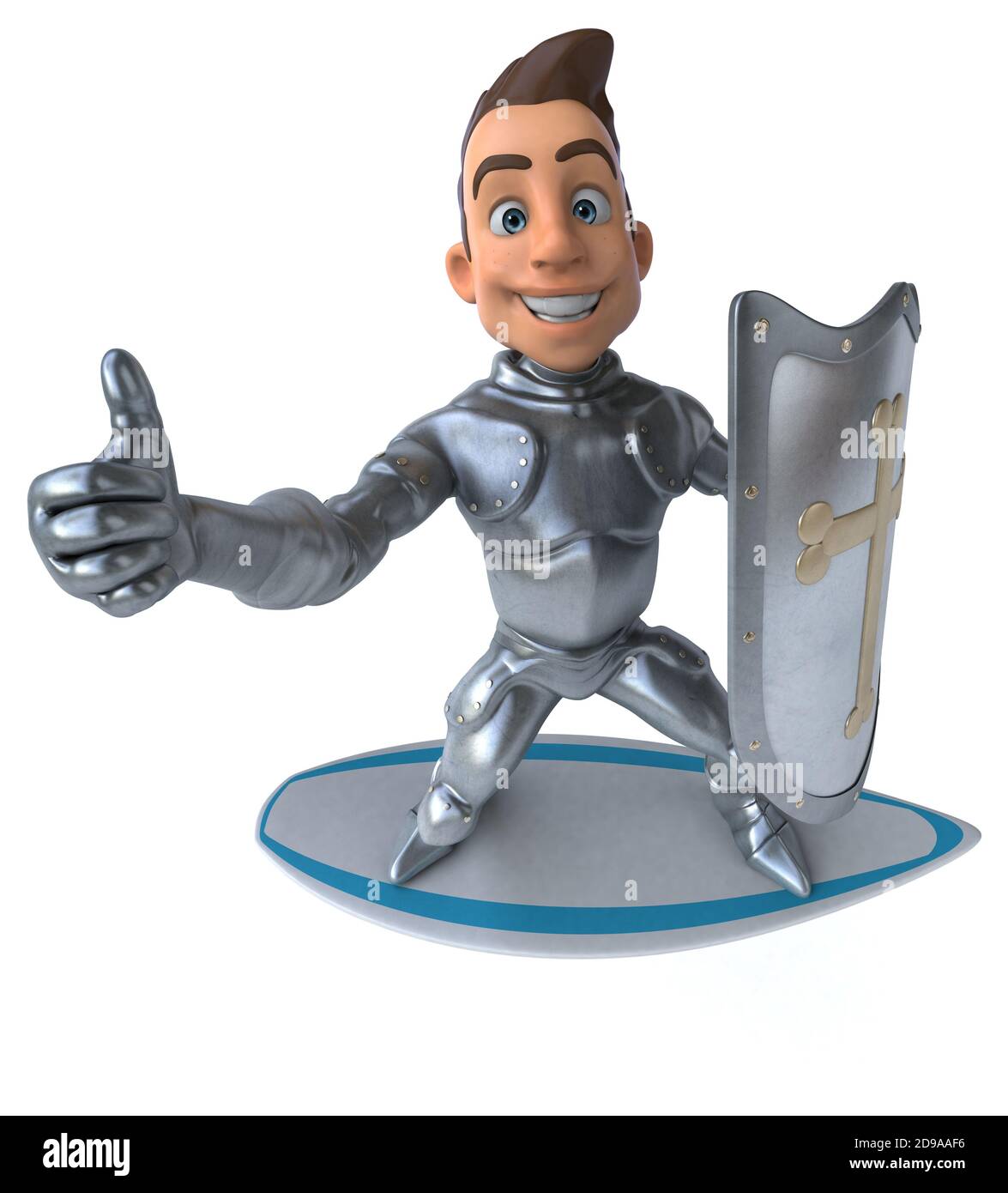Fun 3D cartoon knight surfing Stock Photo - Alamy