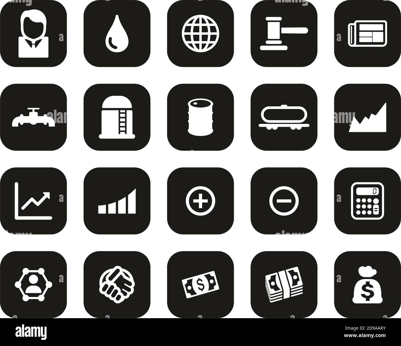 Oil Trade Icons White On Black Flat Design Set Big Stock Vector Image ...