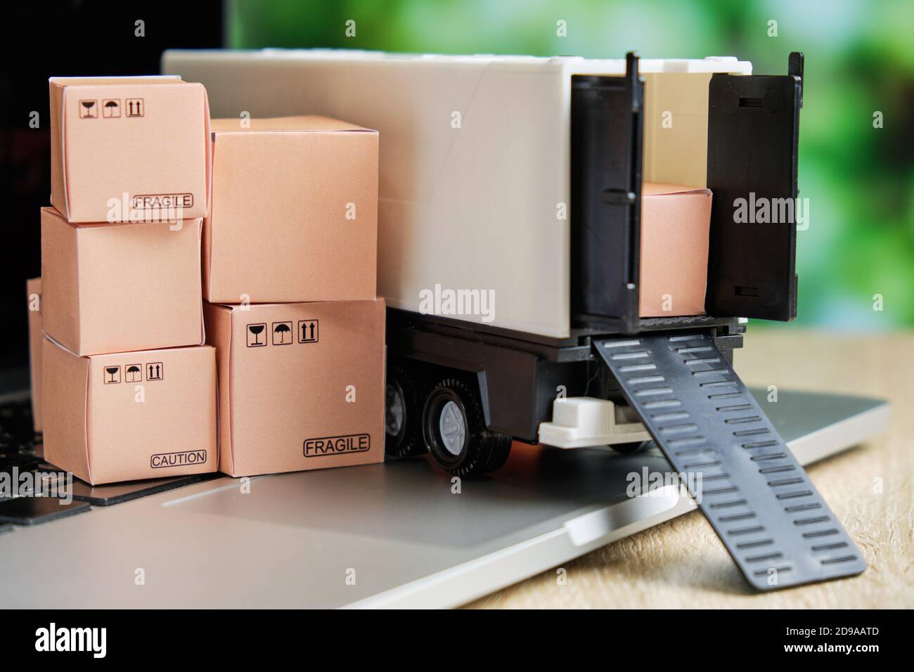 The concept of delivery of goods from a warehouse by courier through an ...