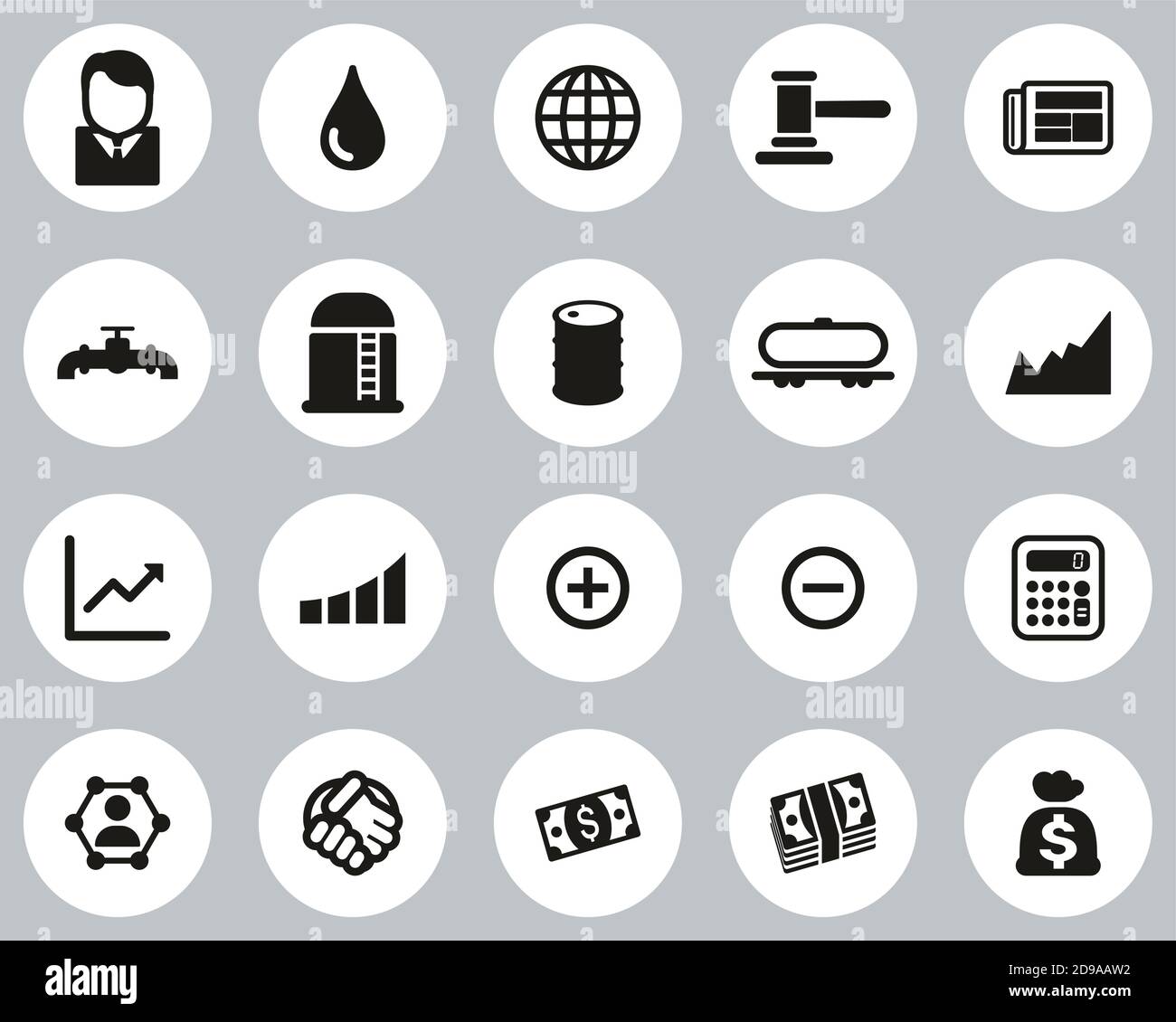 Oil Trade Icons Black & White Flat Design Circle Set Big Stock Vector ...