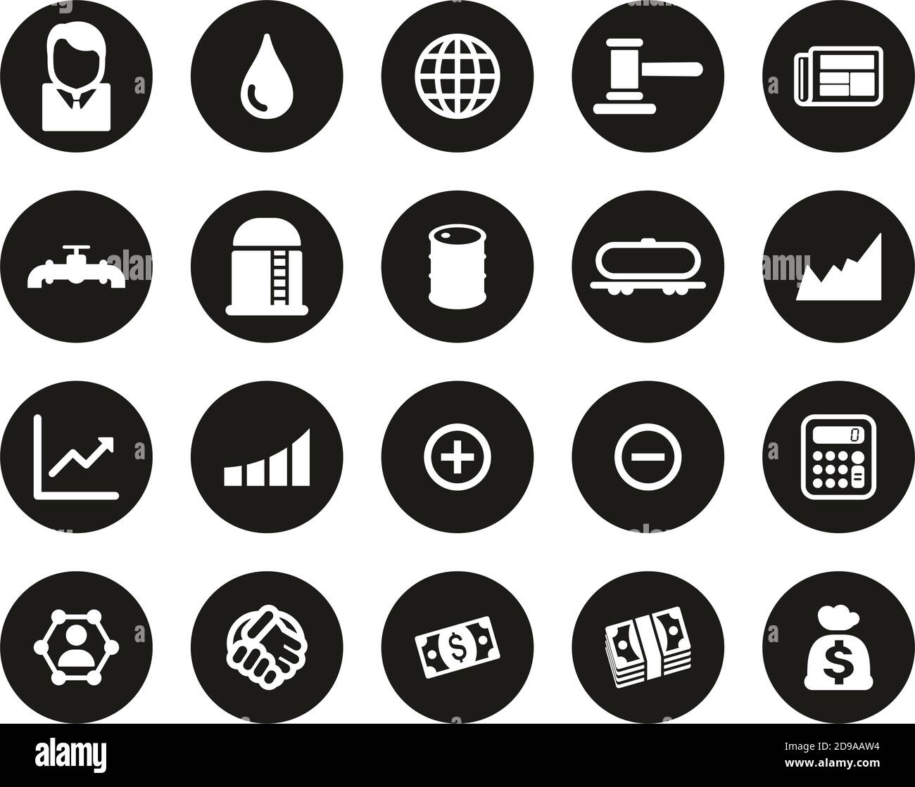 Oil Trade Icons White On Black Flat Design Circle Set Big Stock Vector Image & Art - Alamy