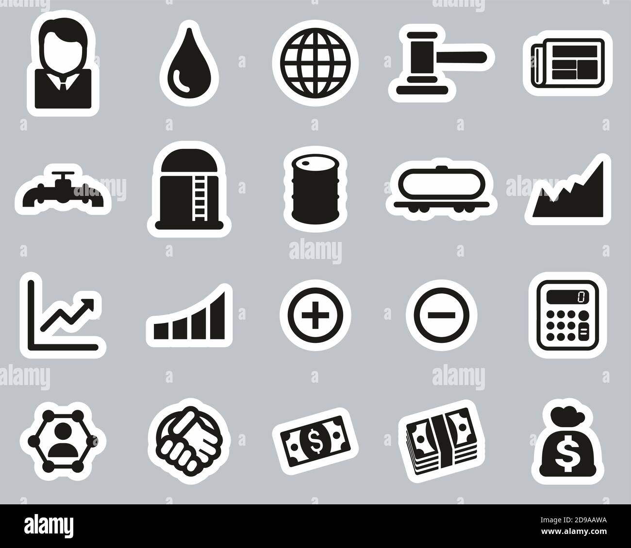 Oil Trade Icons Black & White Sticker Set Big Stock Vector Image & Art ...