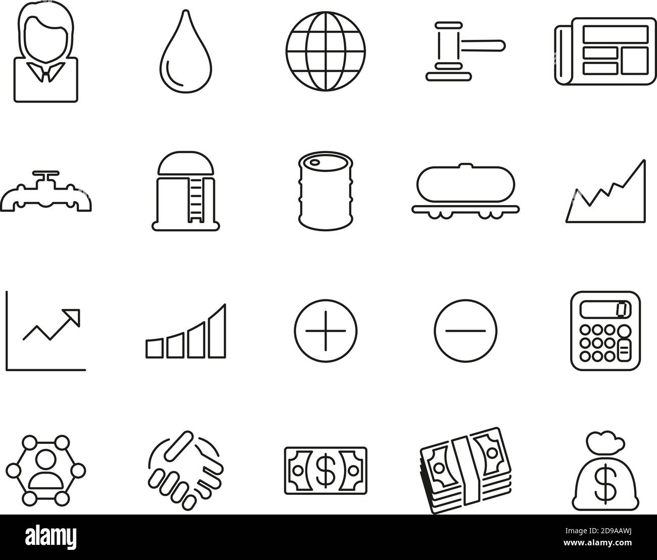 Oil Trade Icons Black & White Thin Line Set Big Stock Vector Image ...