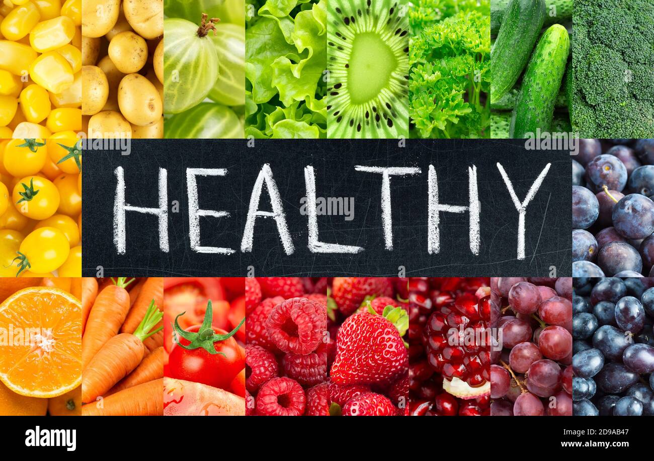 Background of fruits and vegetables. Healthy. Fresh food Stock Photo ...