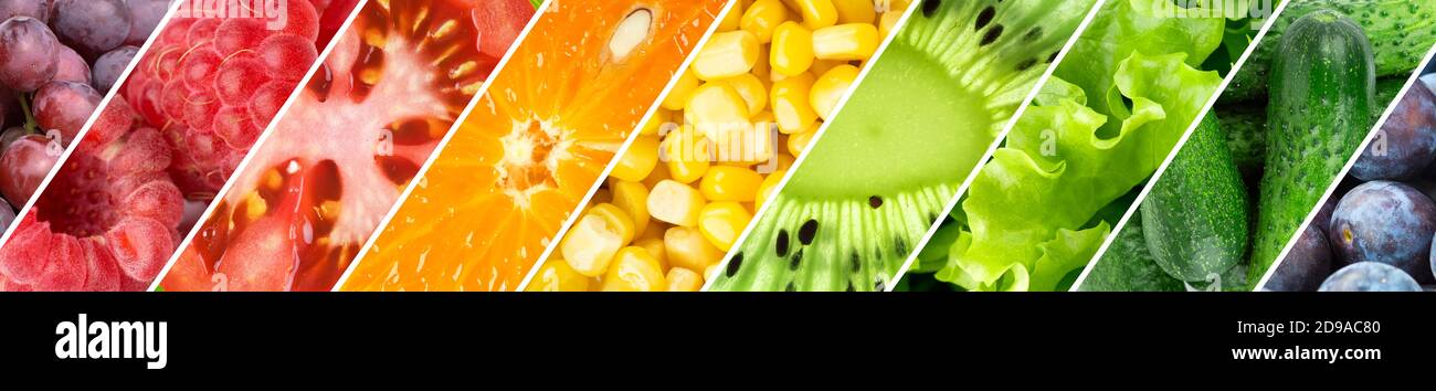 Collage of fruits and vegetables. Fresh ripe food Stock Photo - Alamy