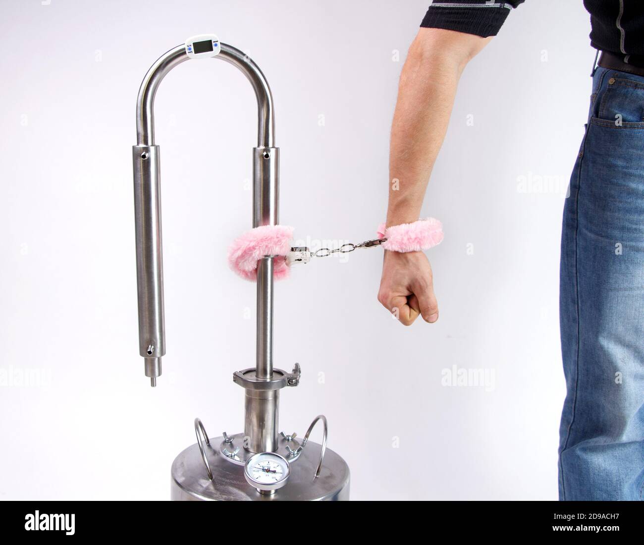 Image of hooch with man in handcuff mean alcohol addiction Stock Photo ...