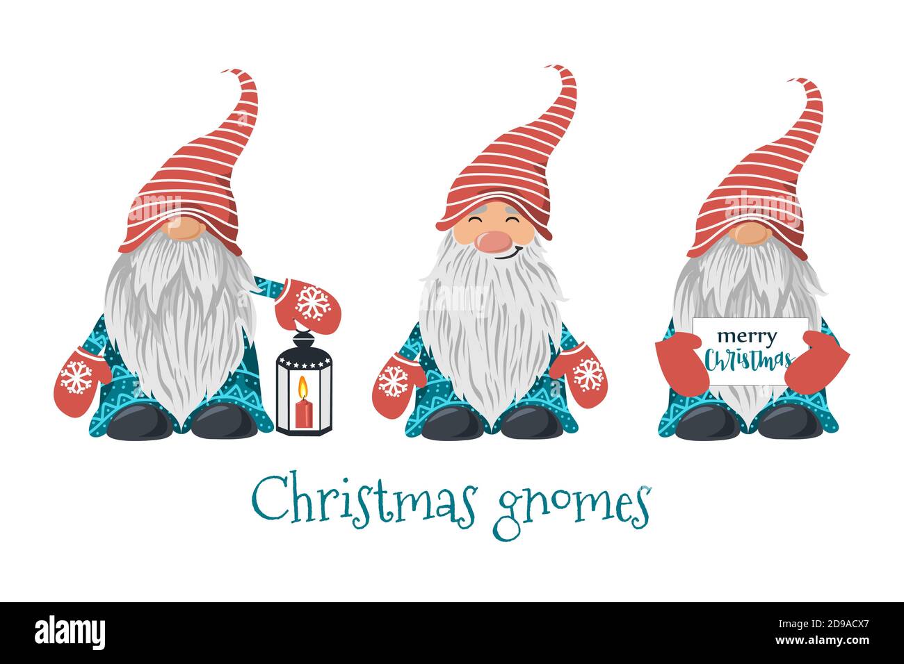 Set of Christmas gnomes isolated on white background. Vector Stock ...