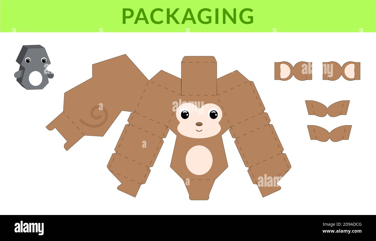 Party favor die cut monkey box for birthdays, baby showers for sweets ...