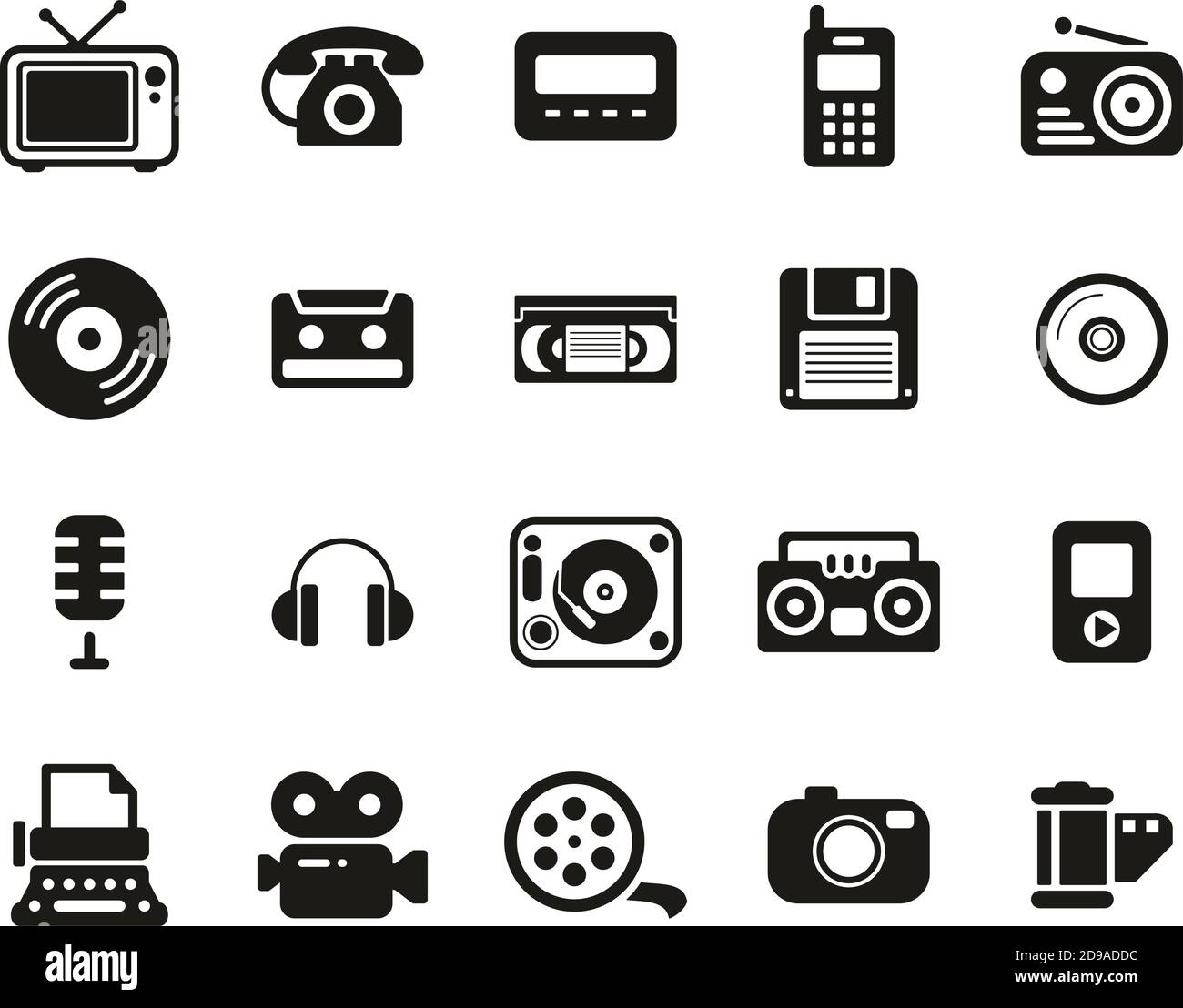 Old Technology Icons Black & White Set Big Stock Vector Image & Art - Alamy