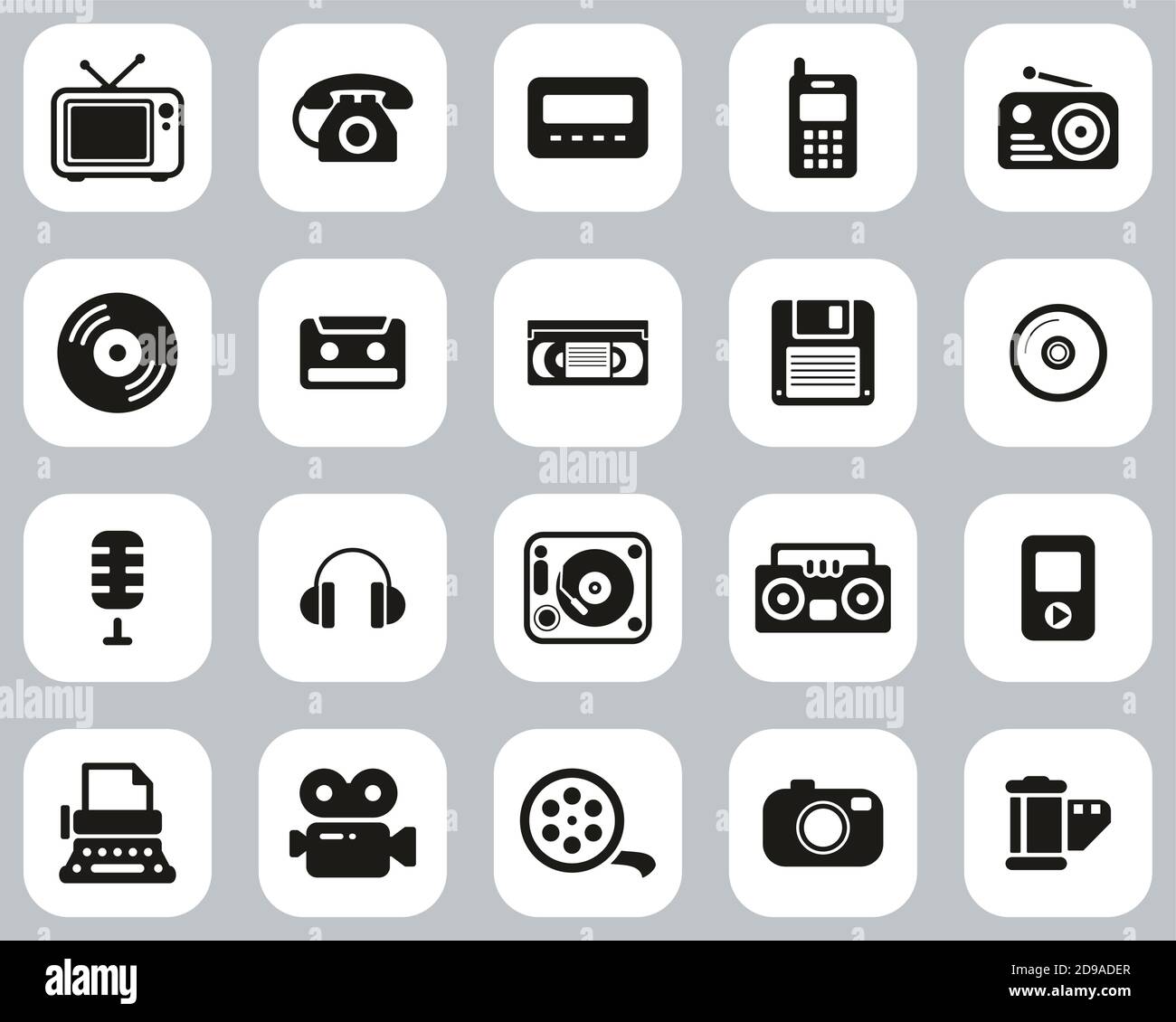 Old Technology Icons Black & White Flat Design Set Big Stock Vector Image & Art - Alamy