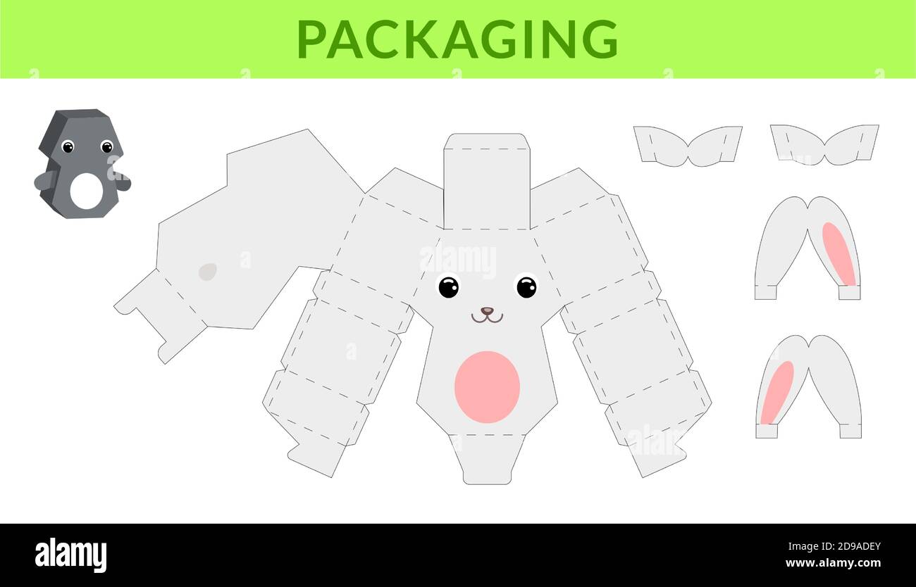 Party favor die cut rabbit box for birthdays, baby showers for sweets ...