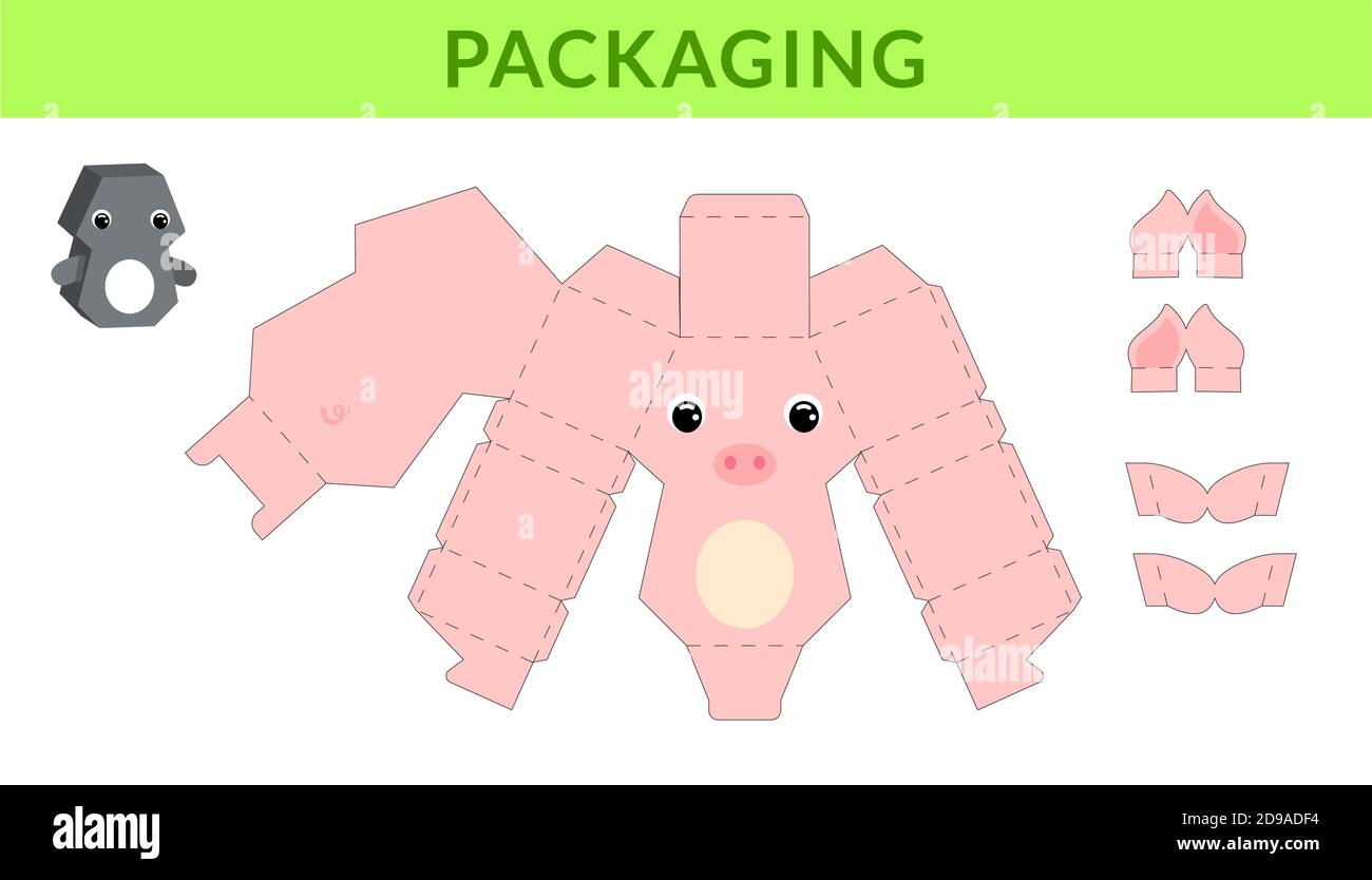 Party favor die cut pig box for birthdays, baby showers for sweets ...